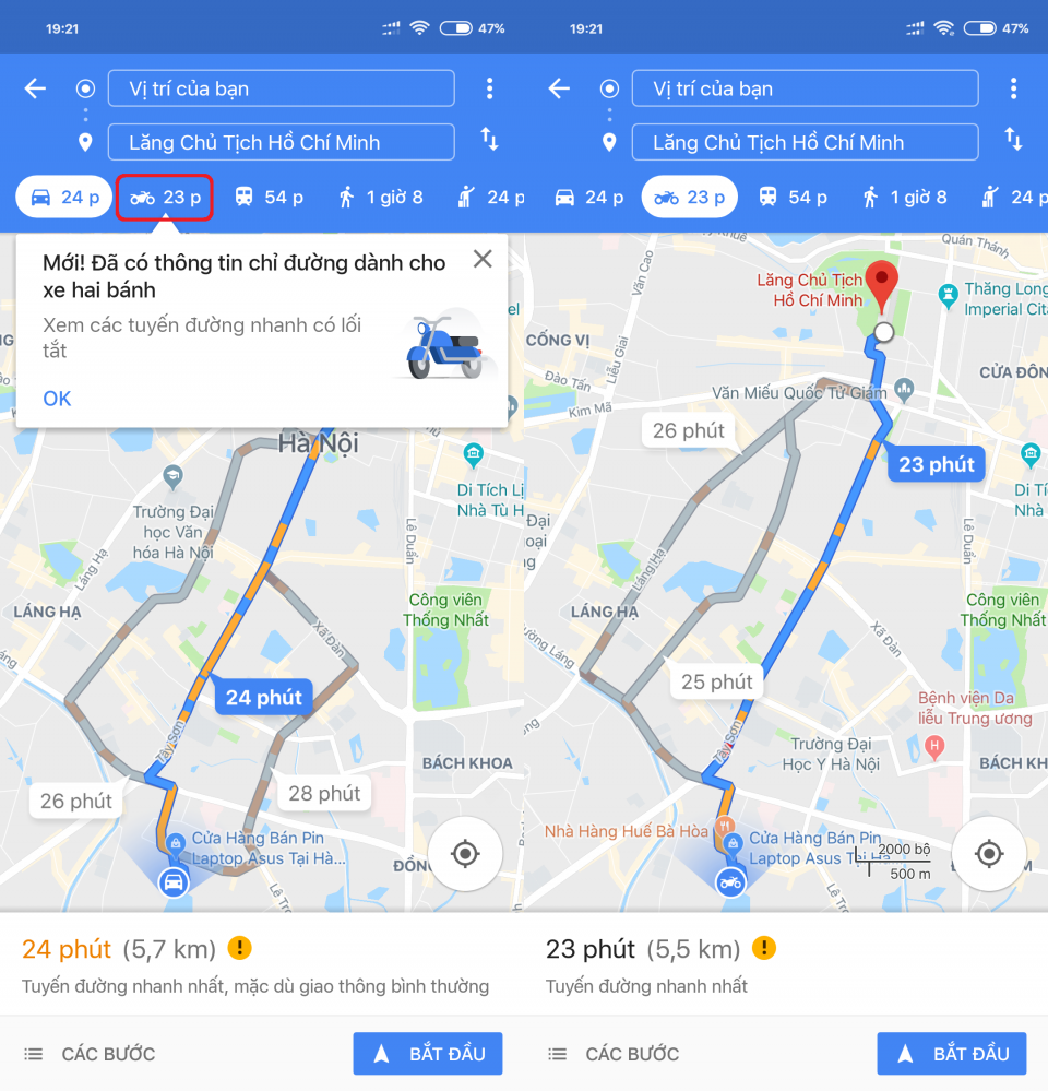 Cách sử dụng Google Maps chỉ đường đi cho xe máy chuẩn nhất