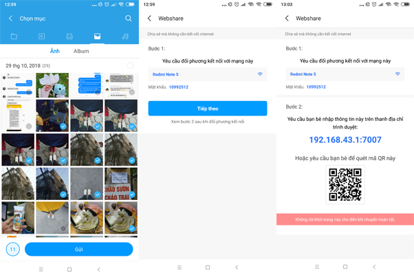 Chia sẻ file tính năng Webshare được dùng trên Mi Drop