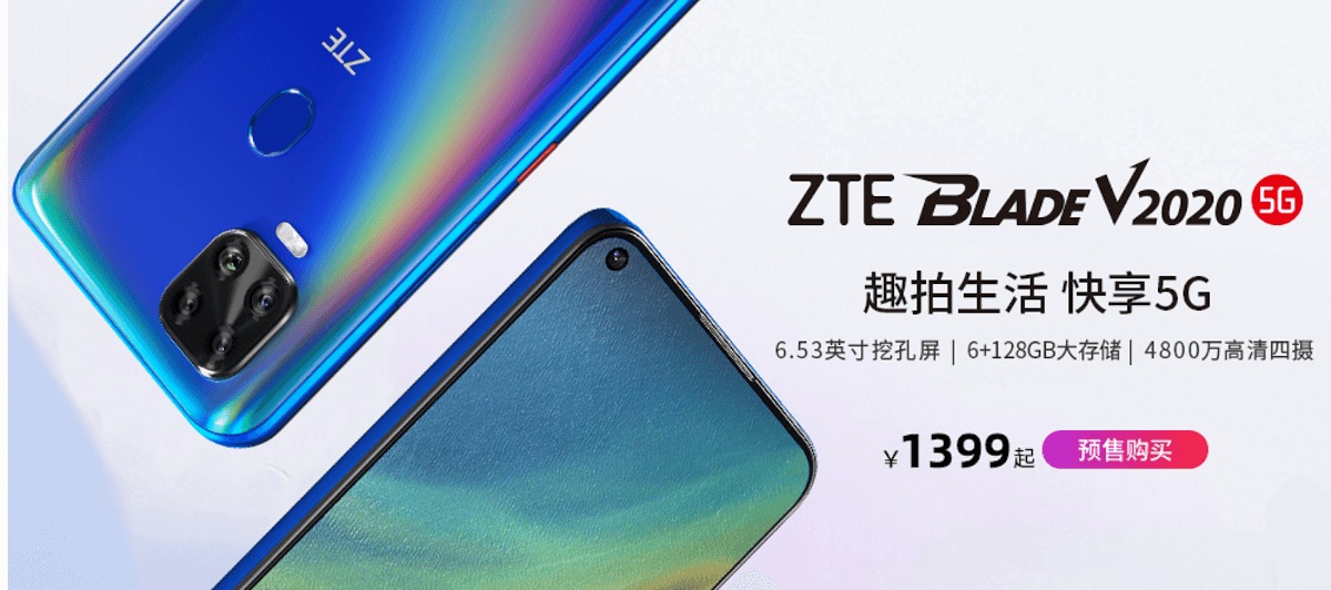 ZTE Blade V2020 5G ra mắt: Dimensity 800, 4 camera sau 48MP, giá 4.9 ...