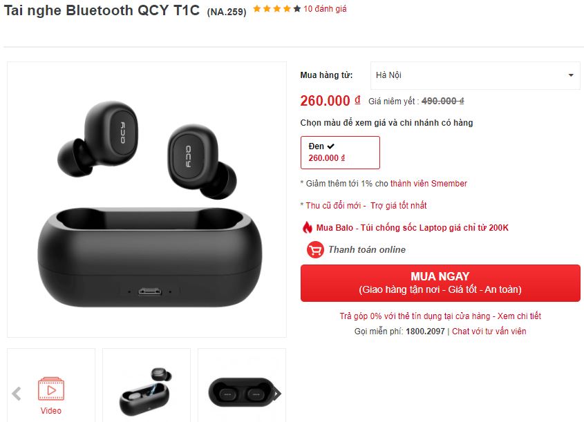 Tai nghe Bluetooth QCY T1C hỗ trợ chống nước, sạc nhanh hạ giá sốc tới 50%, chỉ còn hơn 200 ngàn ...