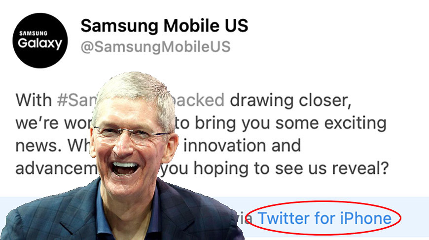 Samsung lại "hớ hênh" dùng iPhone để đăng bài thông báo về sự kiện ra ...