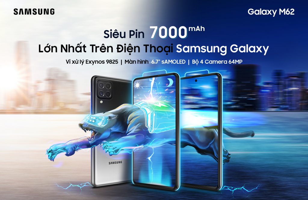 Galaxy M62 ra mắt tại VN với viên pin 7000mAh cực khủng, giá 10 triệu đồng