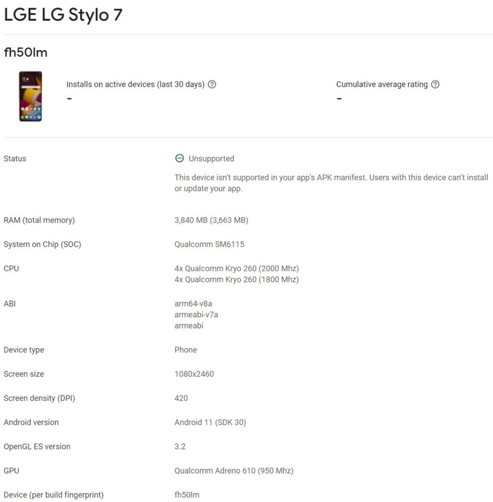 LG Stylo 7, LG K33 và LG K35 xuất hiện trên Google Play Console | Sforum
