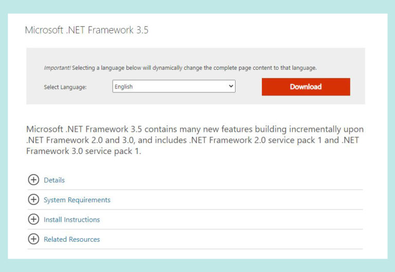 Microsoft .NET Framework 3.5 Dowload: Tải nền tảng lập trình
