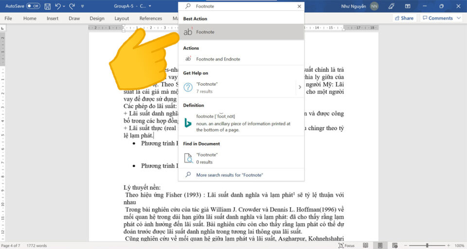 Cách tạo Footnote trong Word, chú thích cuối trang văn bản