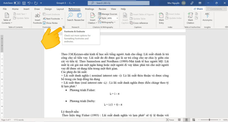 Cách tạo Footnote trong Word, chú thích cuối trang văn bản