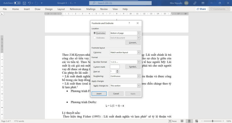 Cách tạo Footnote trong Word, chú thích cuối trang văn bản