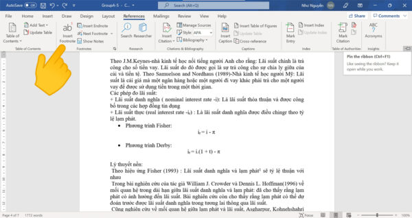 Cách tạo Footnote trong Word, chú thích cuối trang văn bản
