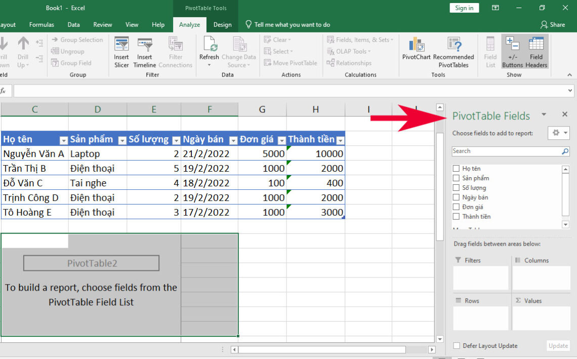 Pivot Table trong Excel - Thống kê dữ liệu cơ bản, nâng cao