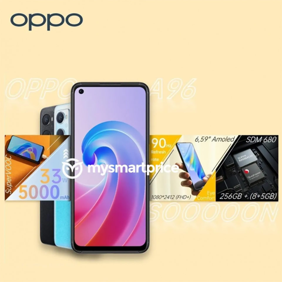OPPO A96 4G, A76 4G lộ poster quảng cáo, xác nhận thiết kế kèm cấu hình ...