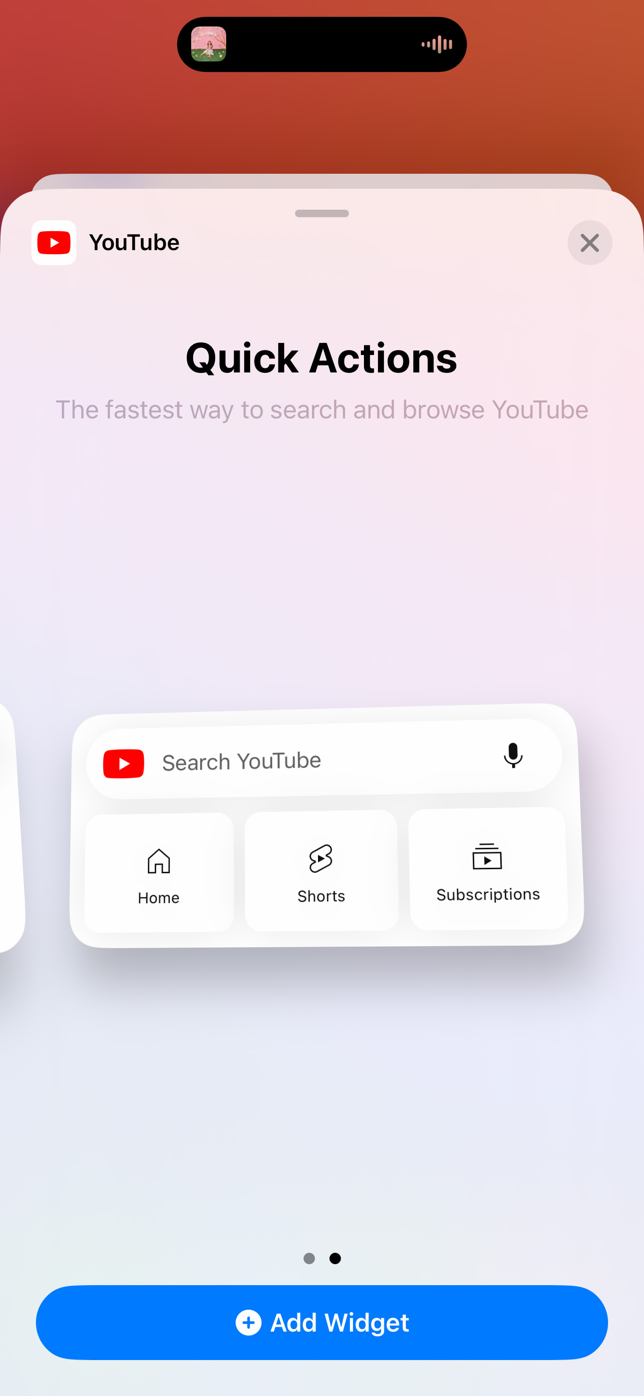 YouTube thêm widget màn hình chính cho iPhone