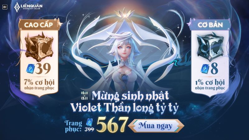 Liên Quân: Dịp tốt để "hốt" Violet Thần Long Tỷ Tỷ khi giá giảm hơn 200 ...