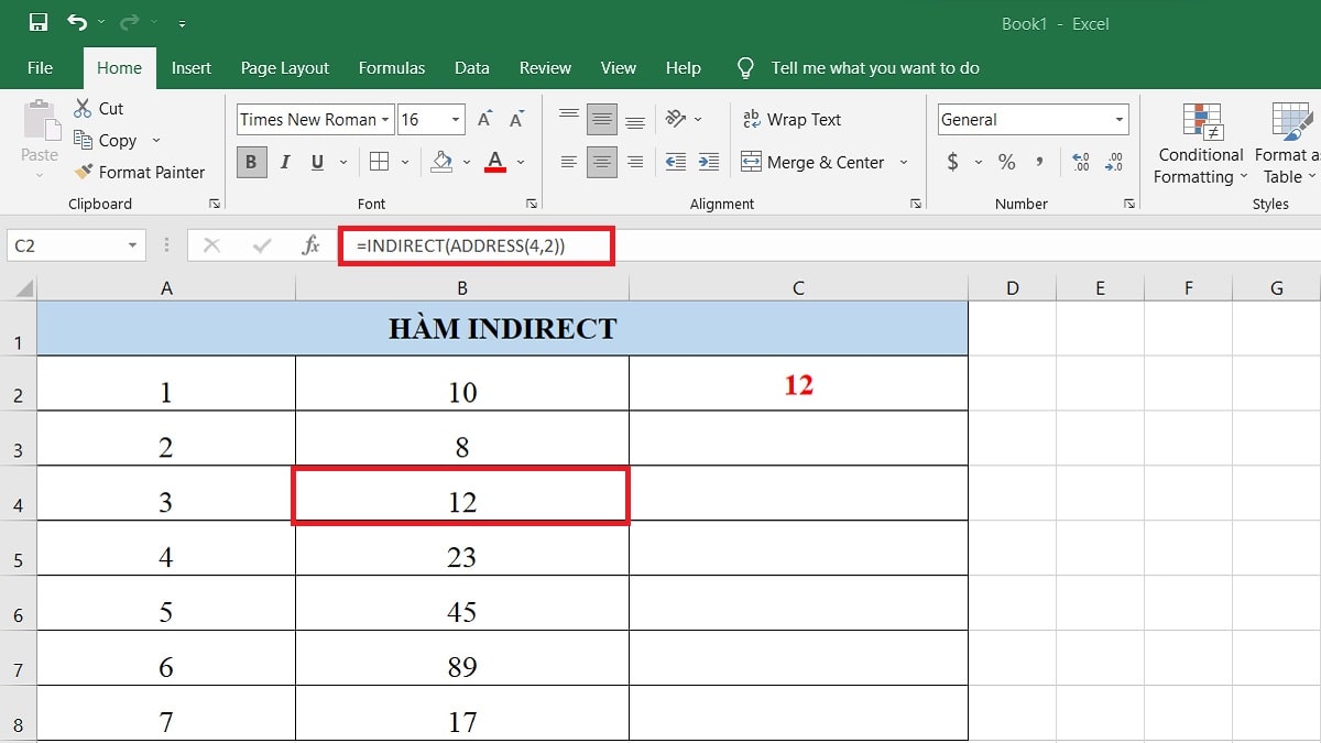 Cách dùng hàm INDIRECT trong Excel để tham chiếu giá trị