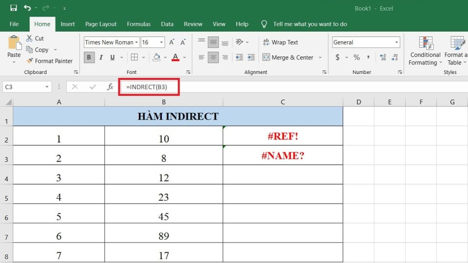 Cách sử dụng hàm INDIRECT trong Excel để tham chiếu giá trị