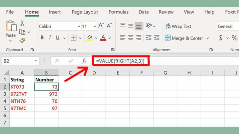 Cách sử dụng hàm VALUE lấy số trong chuỗi ký tự Excel