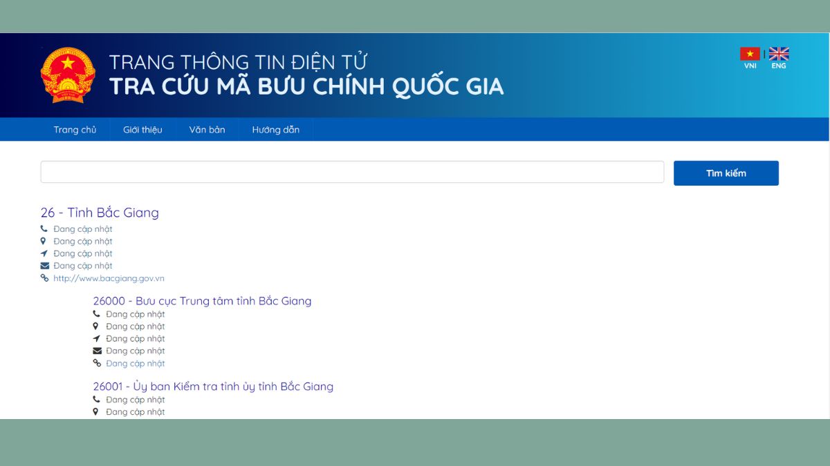 Mã bưu chính Bắc Giang - Bảng Zip code bưu cục tỉnh Bắc Giang