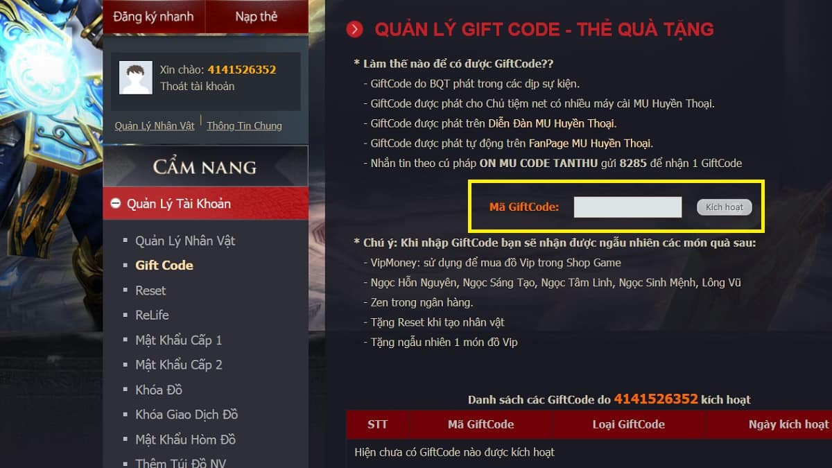 Tổng hợp code MU Huyền Thoại mới nhất 2024 giá trị