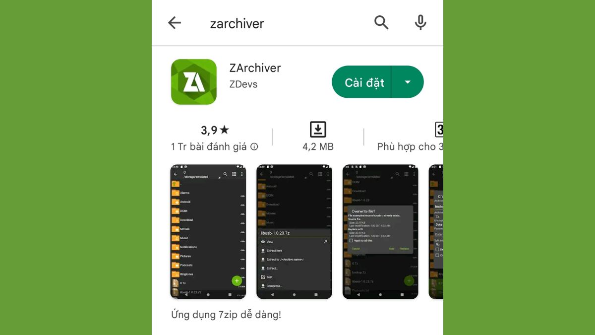 Tải ZArchiver: Ứng dụng tạo và xem file nén 7zip, Rar