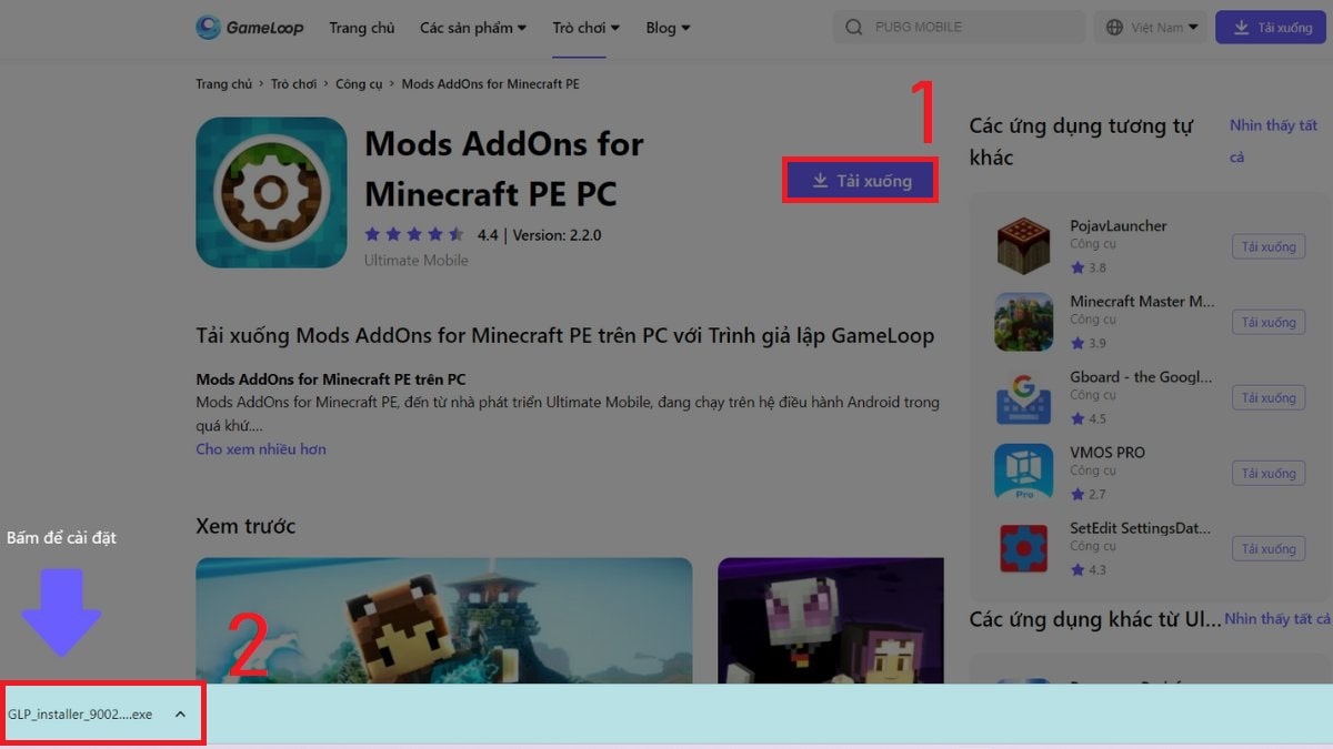 Tải Mods AddOns for Minecraft PE APK trên PC, Android