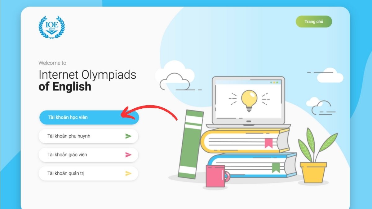 Cách đăng ký tài khoản IOE , đăng nhập IOE để thi tiếng Anh