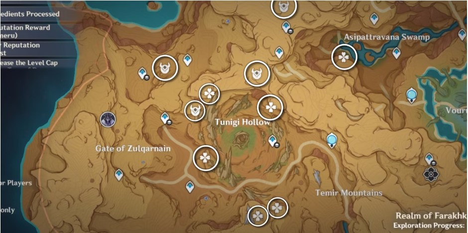 Toàn bộ vị trí của 10 cây Fravashi trong Genshin Impact