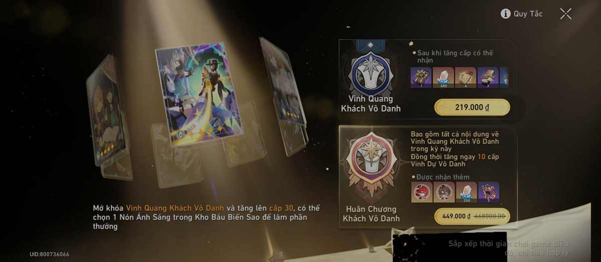 Toàn bộ phần thưởng của Vinh Dự Vô Danh trong Honkai Star Rail