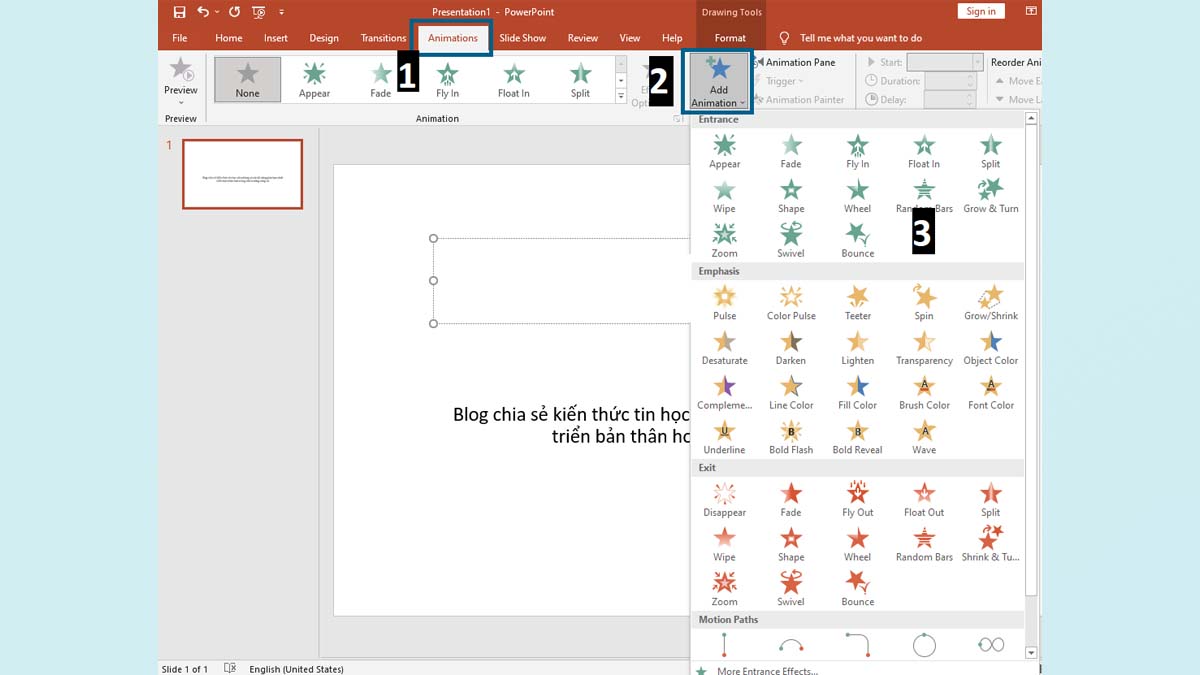 Cách thêm hiệu ứng động (Animations) trong PowerPoint