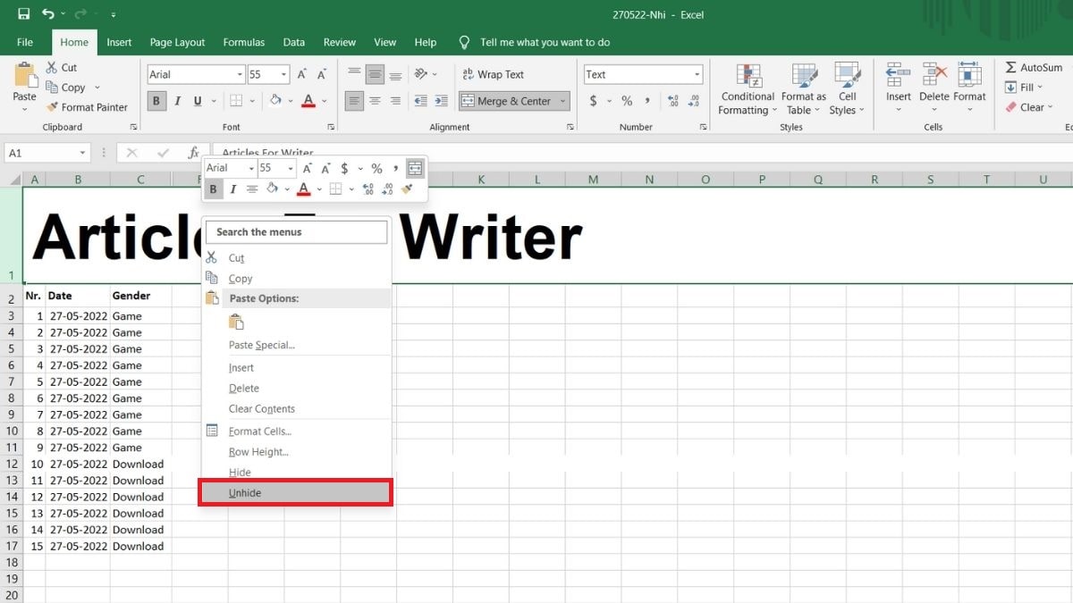 4 Cách ẩn Hiển Thị Cột Hoặc Hàng Trong Excel đơn Giản Nhất