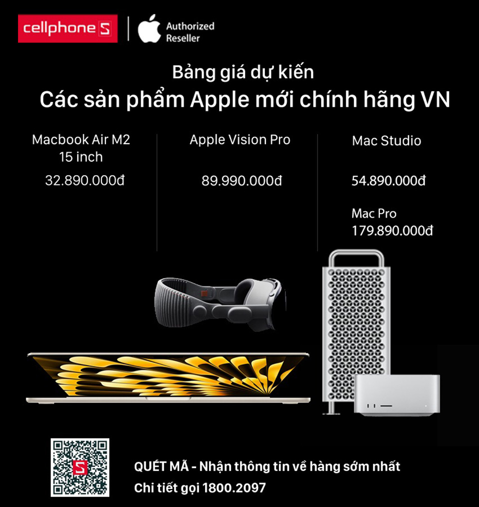 HOT: Đã có giá bán dự kiến các sản phẩm Apple vừa ra mắt WWDC 2023 tại Việt Nam, chỉ từ 32.89 triệu