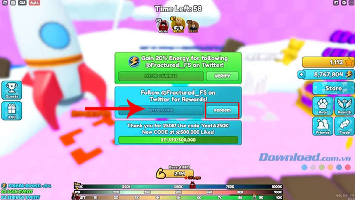 Full code Yeet A Friend mới nhất 05/2024 nhận Pet, Stars