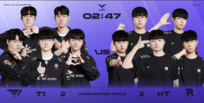 Diễn biến trận chung kết nhánh thua giữa T1 và KT - LCK mùa hè 2023