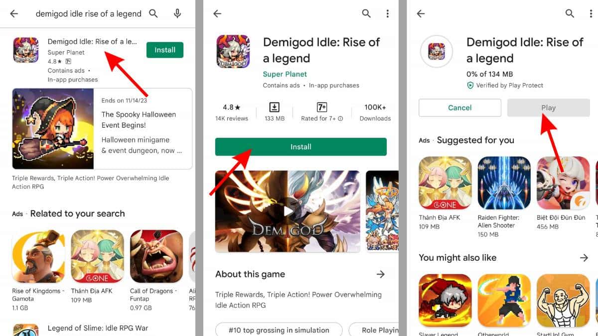 Tải Demigod Idle: Rise of a legend game hành động RPG áp đảo