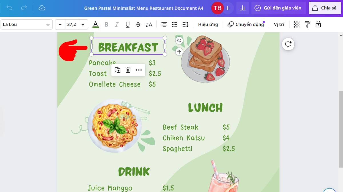 Hướng dẫn cách tạo menu trên Canva chuyên nghiệp