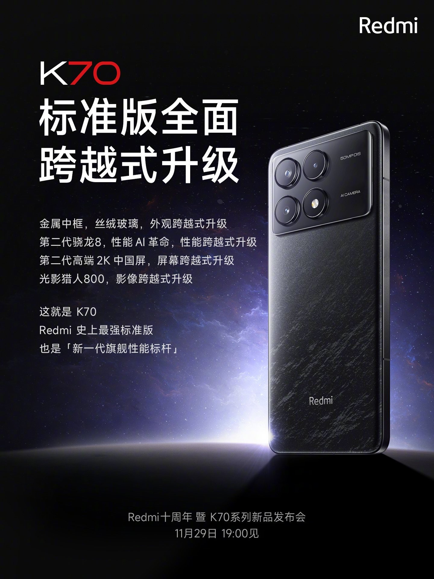 Redmi K70 sẽ có cấu hình giống hệt K70 Pro, nhưng dùng chip Snapdragon 8 Gen 2