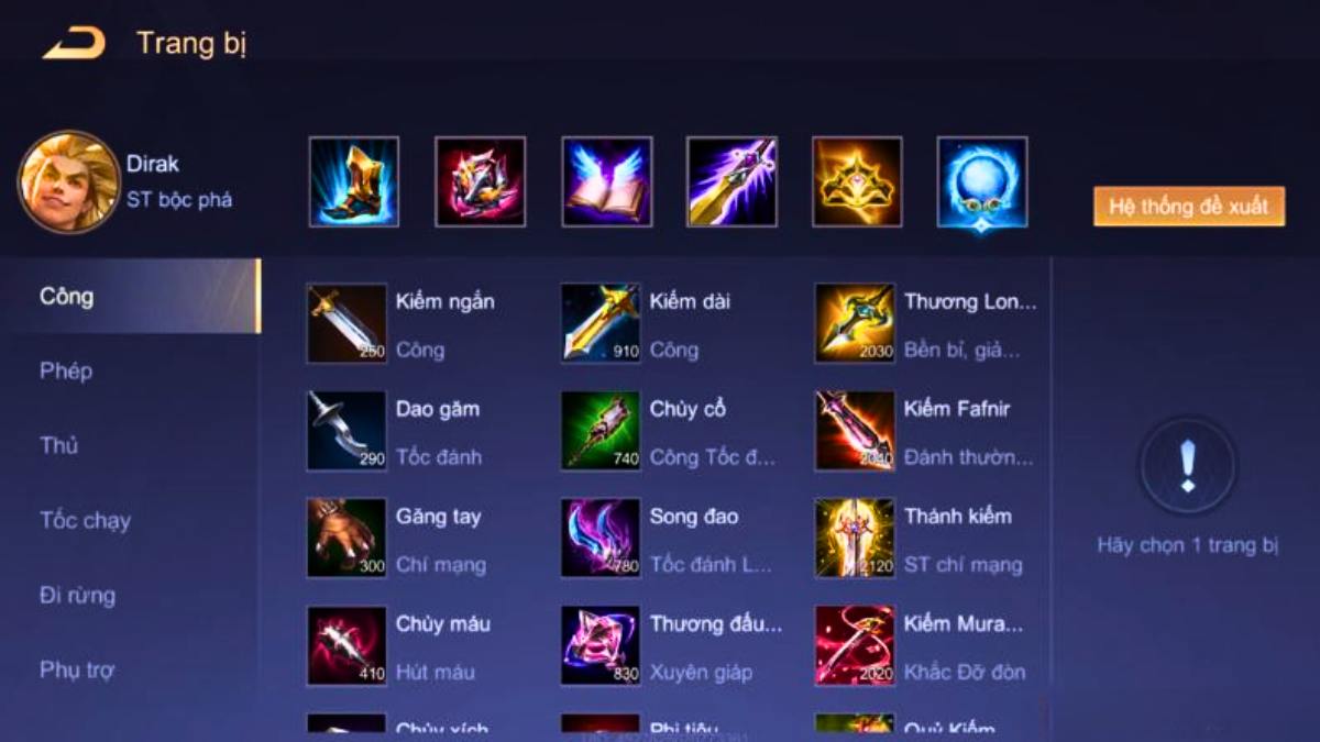 Cách chơi Dirak: Trang bị, skill, bảng ngọc, combo chuẩn