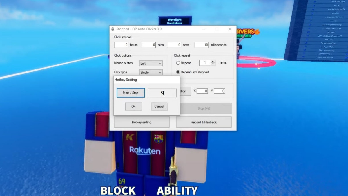 Cách sử dụng Auto Click Blade Ball trên điện thoại, máy tính