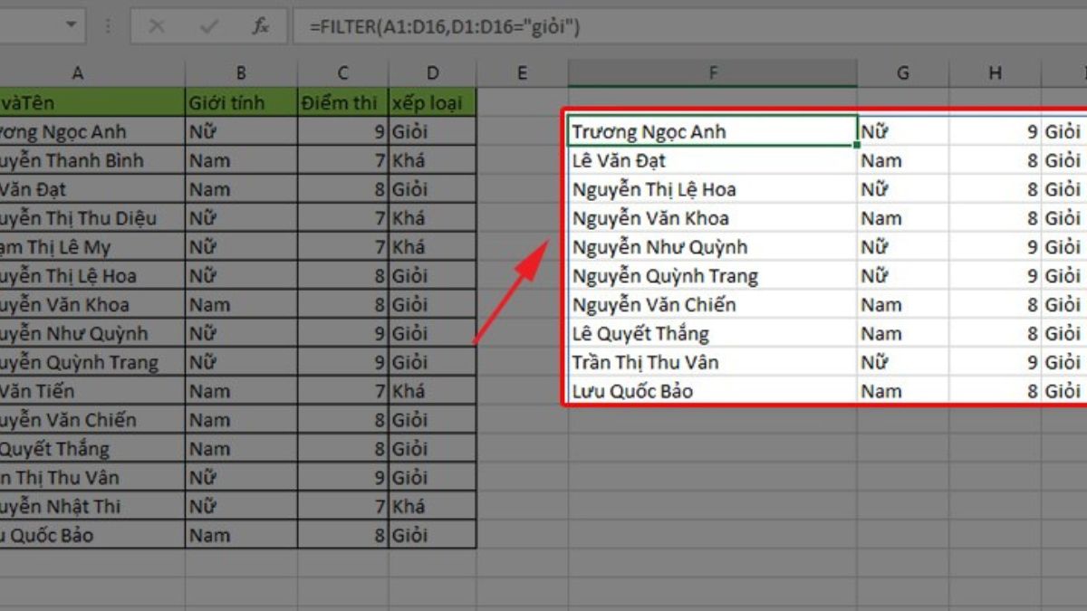 Cách sử dụng hàm FILTER trong Excel đơn giản nhất