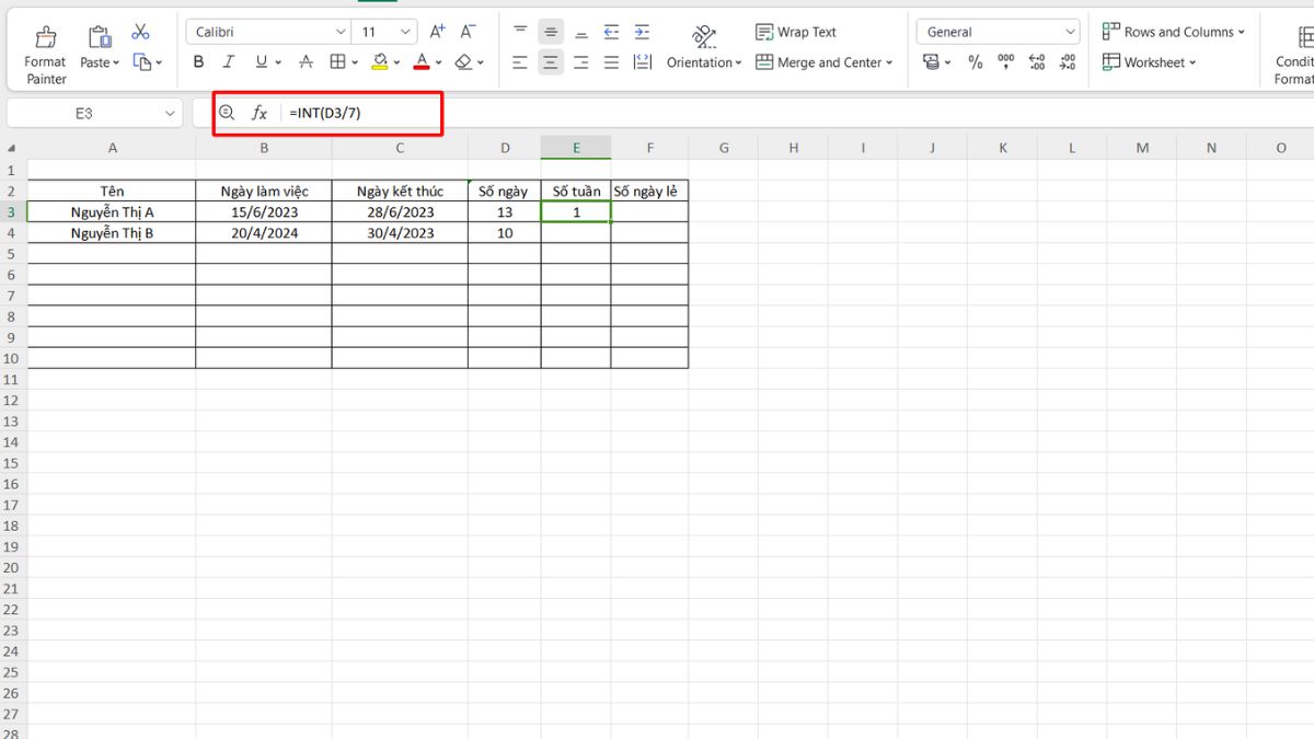 Cách sử dụng hàm INT và MOD trong Excel đơn giản, chi tiết