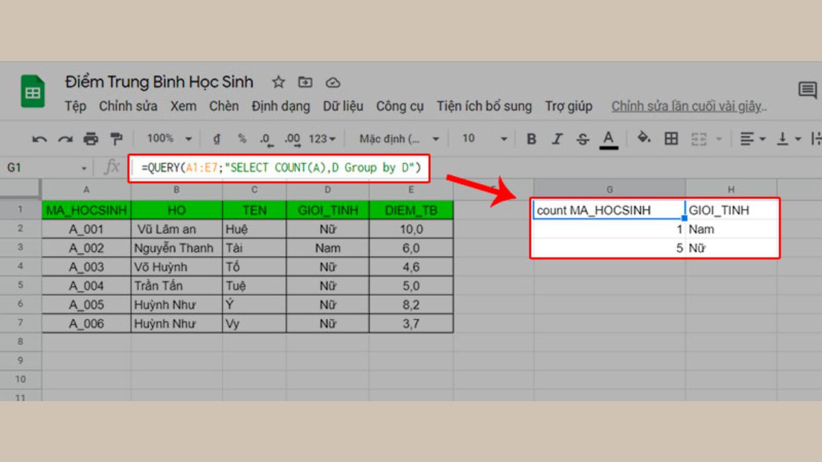 Cách sử dụng hàm QUERY trong Google Sheet nhanh chóng