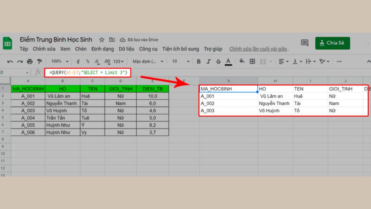 Cách sử dụng hàm QUERY trong Google Sheet nhanh chóng