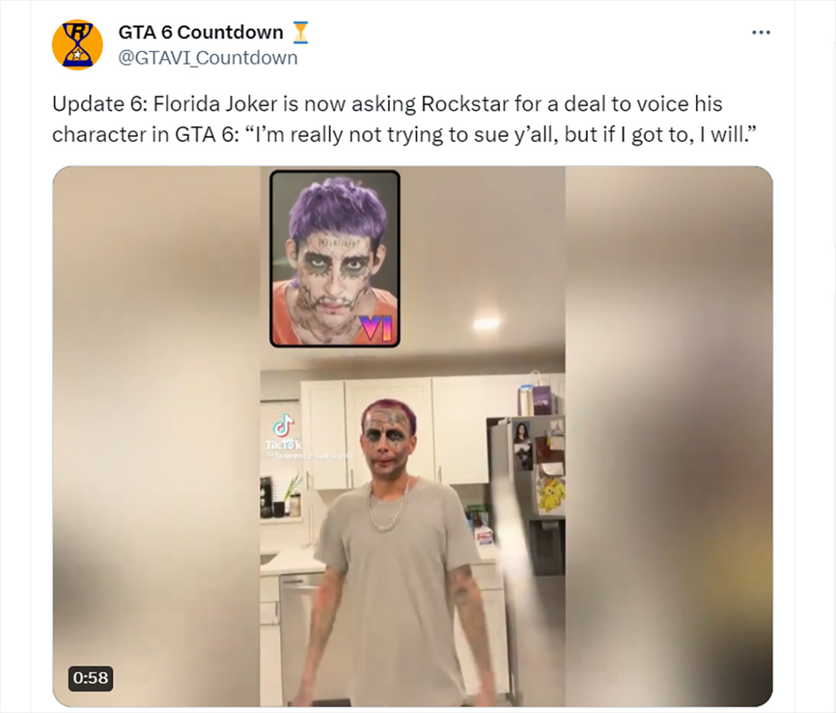 Dọa kiện Rockstar bất thành, "Florida Joker" hạ giọng xin được lồng ...