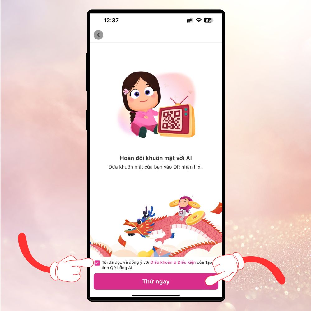 Bắt trend tạo QR nhận lì xì cực độc cùng AI của Momo