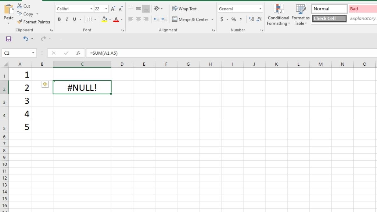 Lỗi #NULL! trong Excel: Nguyên nhân và cách khắc phục chi tiết