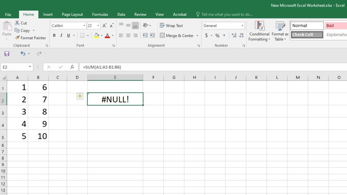 Lỗi #NULL! trong Excel: Nguyên nhân và cách khắc phục chi tiết