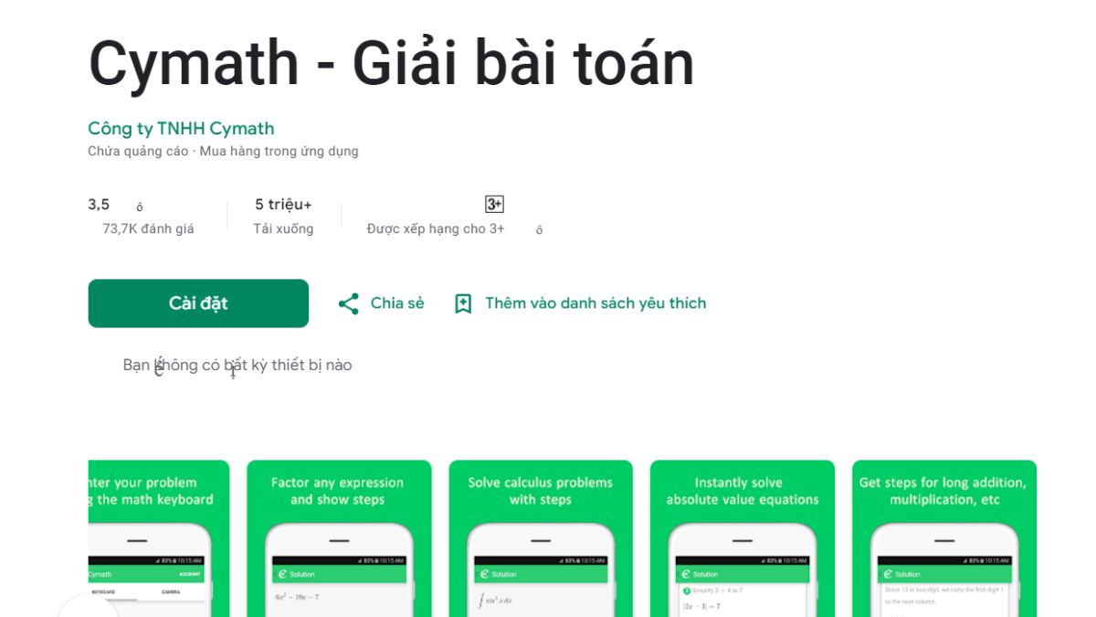 Hướng dẫn tải App Cymath trên điện thoại Android, IOS